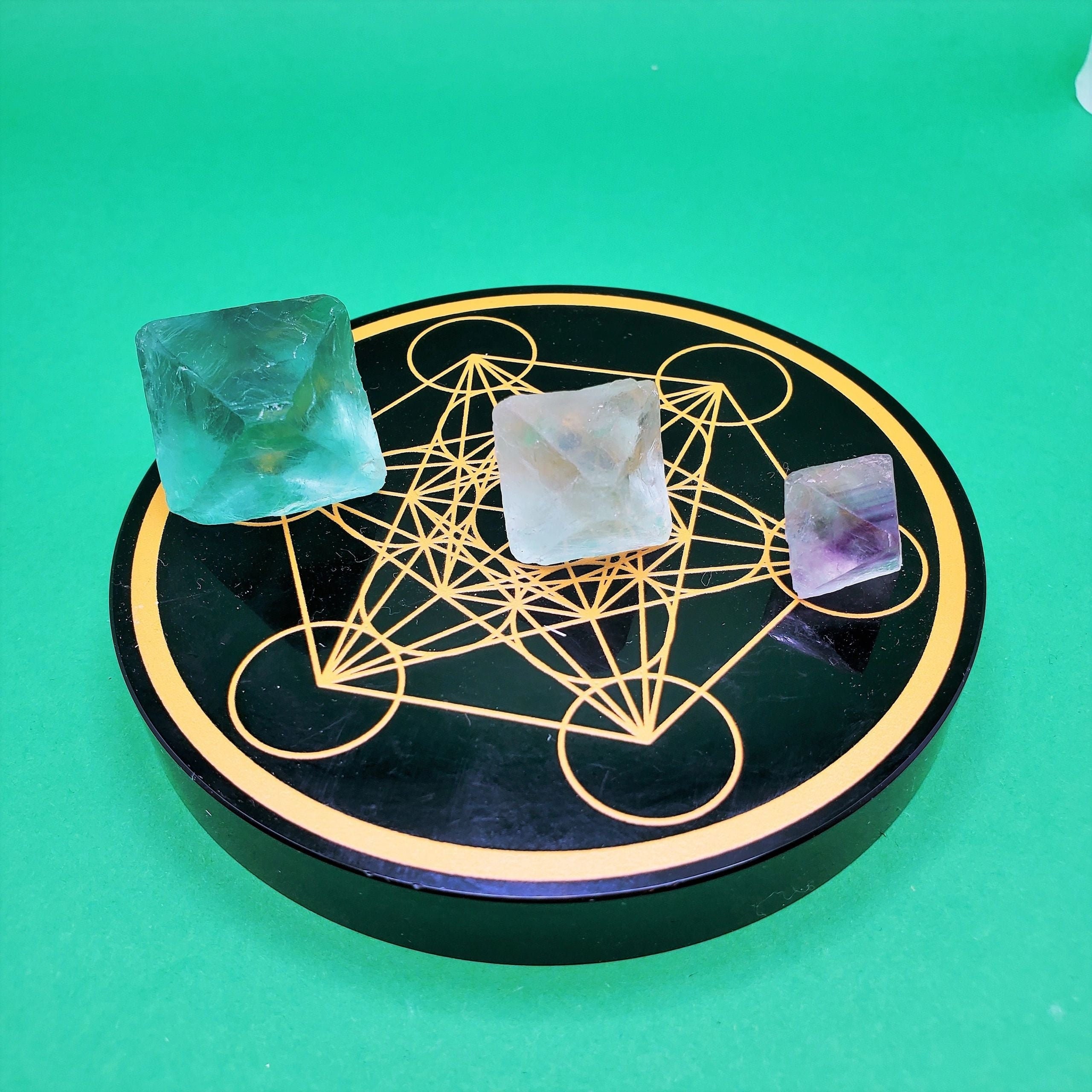 Obsidian Metatron Cube Charging Plate Flourite Octahedron Selenite ...