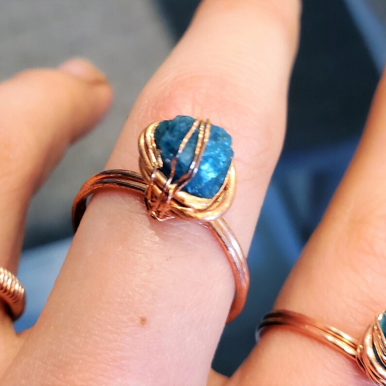 FINAL SALE] Copper & Crystal Rings | Bloodstone, Garnet, Apatite, Angel ...