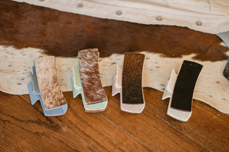 Black Cowhide Claw Clip Genuine Hair on Hide Western Cowhide - Etsy