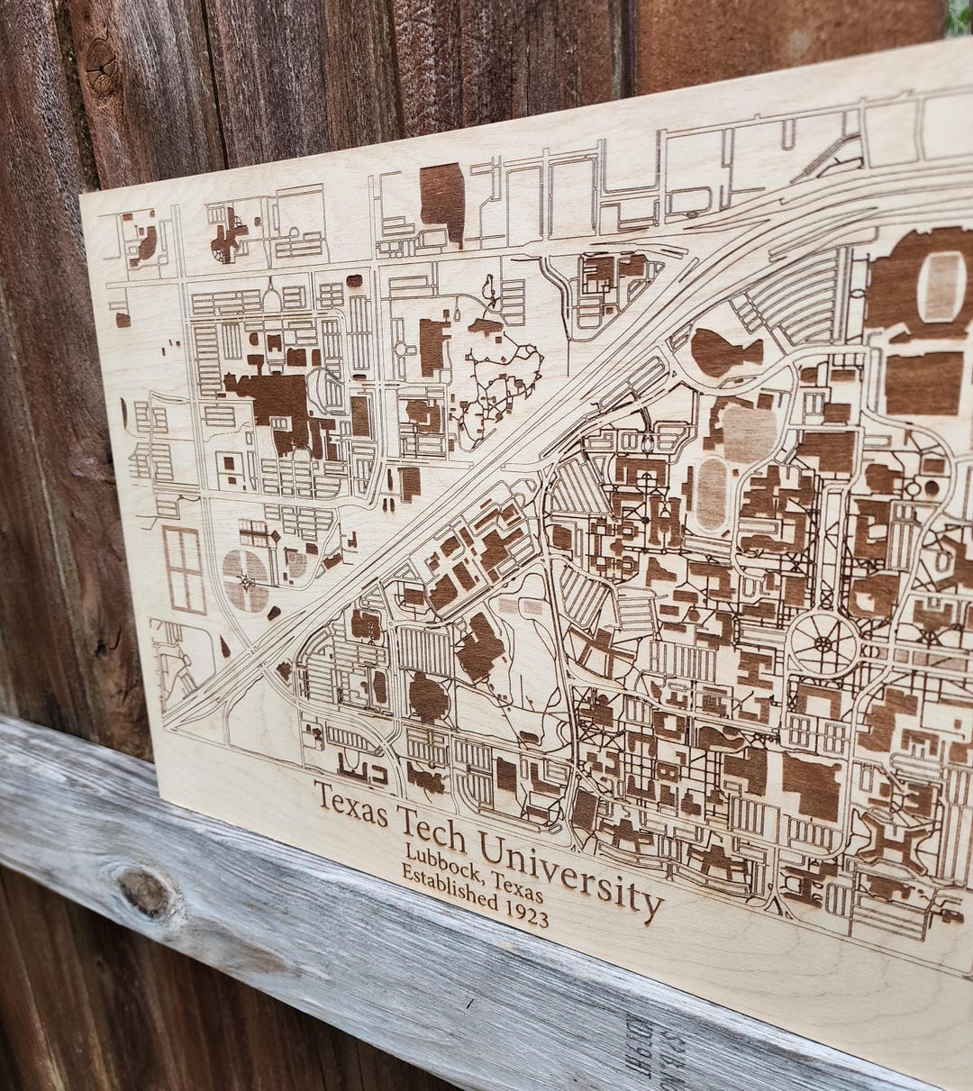 Custom Wood Engraved College Campus Map: Personalized University Gift ...