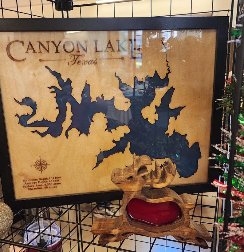 Custom Wood Lake Map: Laser Engraved Topography, Framed Art - Etsy