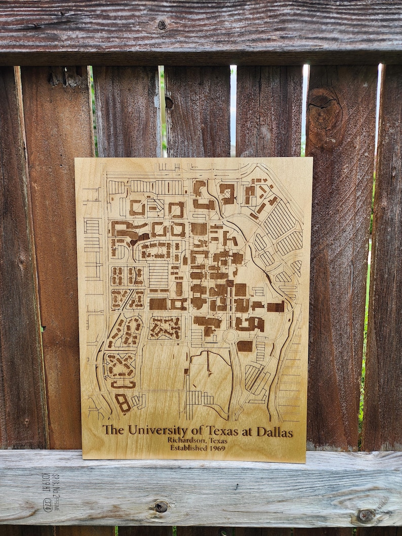 UT Dallas Campus Map Wood Art: Engraved College Decor - Etsy