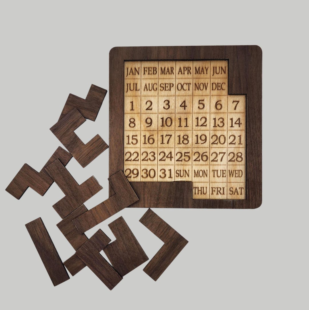 Daily Calendar Puzzle – Unique Wooden Perpetual Date Display - Desktop ...