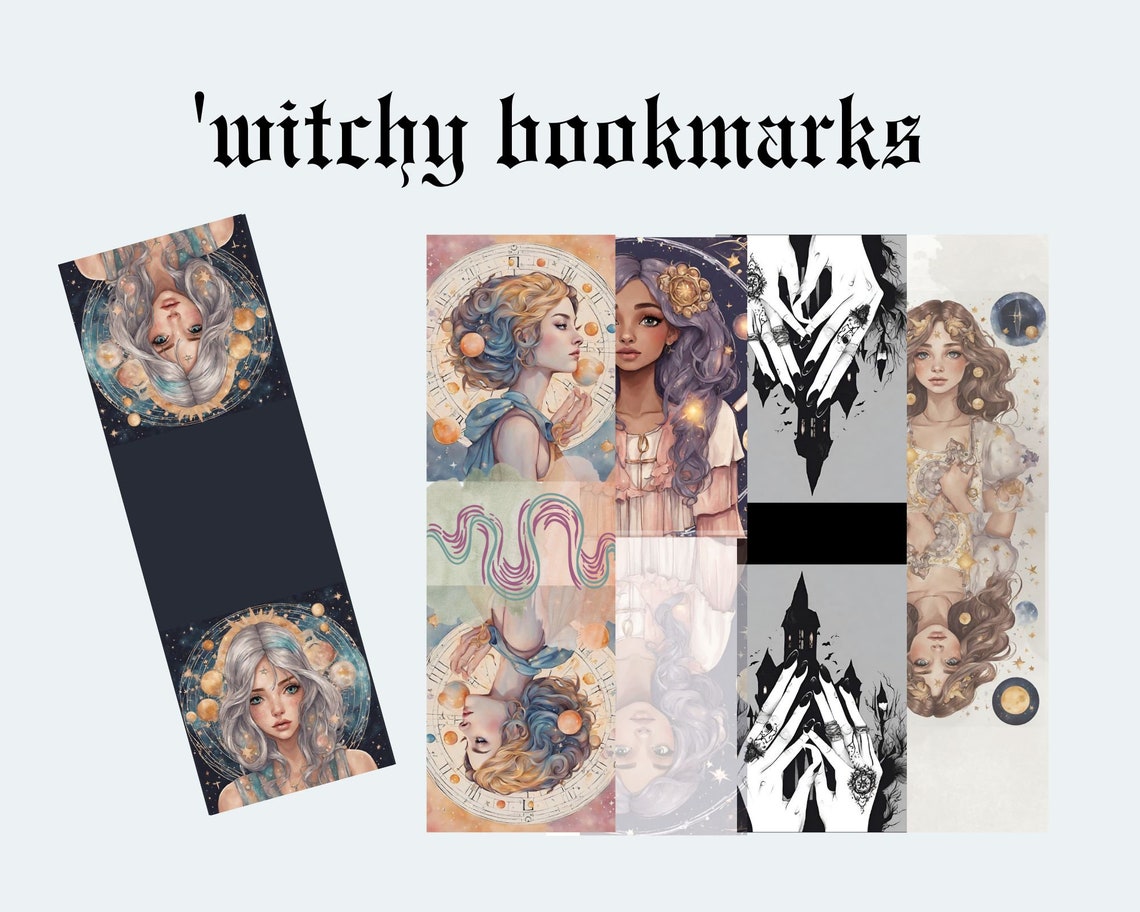 Witchy Bookmarks Printable Aesthetic, Halloween, Witchcraft Goddess ...