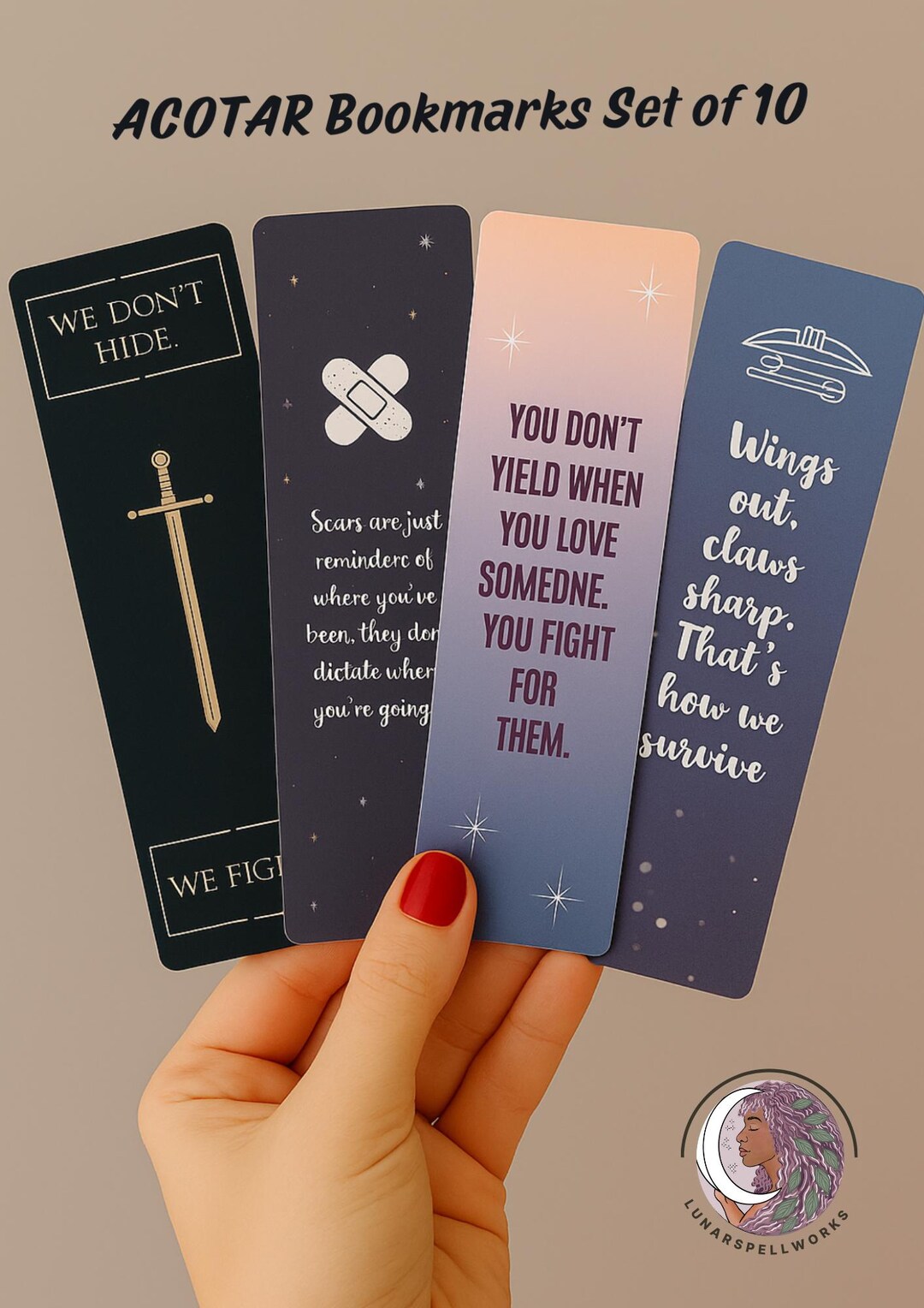 ACOTAR Bookmarks Set of 10: Fantasy Bookish Gift (digital PNG SVG Files ...