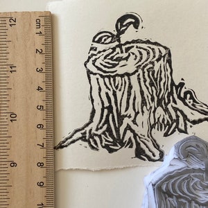 Hand Carved Rubber Stamp Tree Stump Mystical Fairytale - Etsy