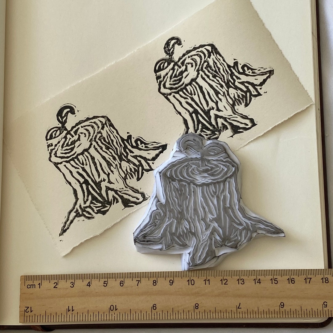 Hand Carved Rubber Stamp Tree Stump Mystical Fairytale - Etsy