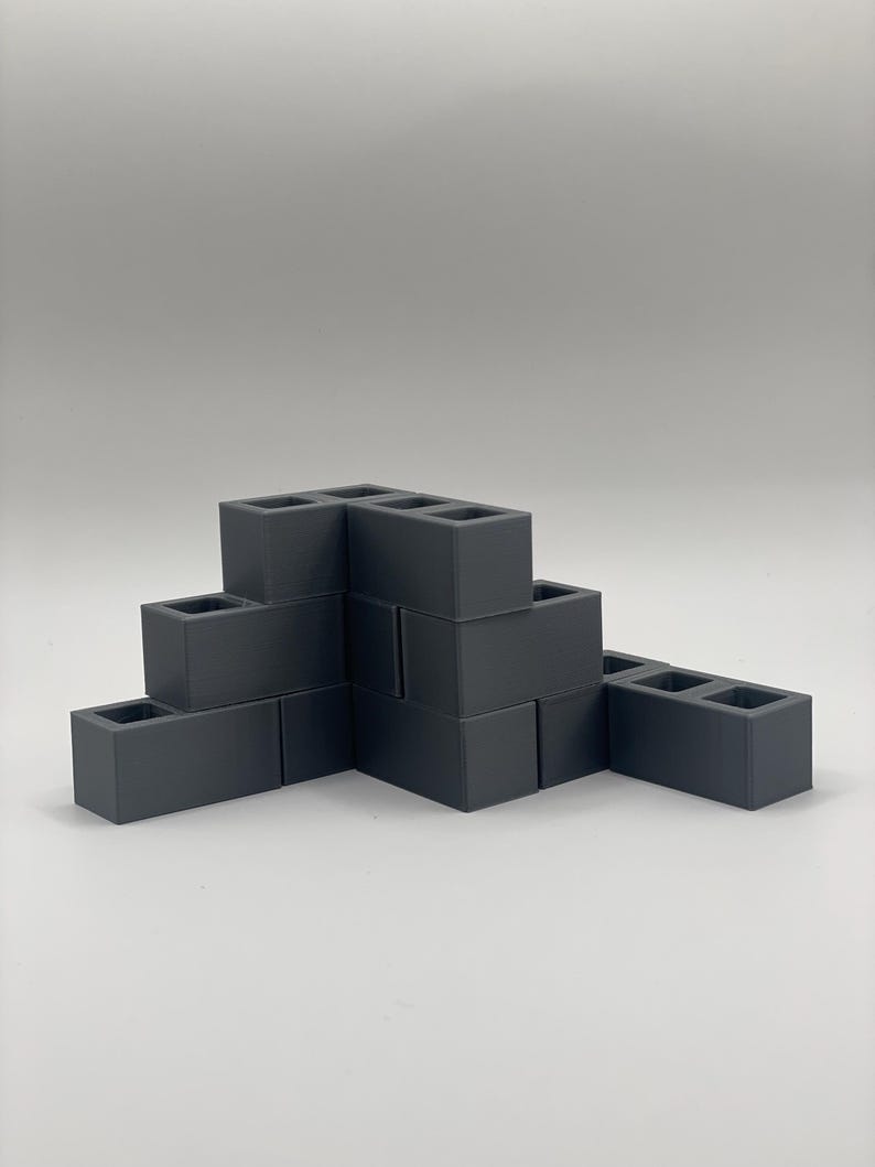 10 Mini Cinder Blocks, Stackable, Gray, Plastic, Brick's. - Etsy