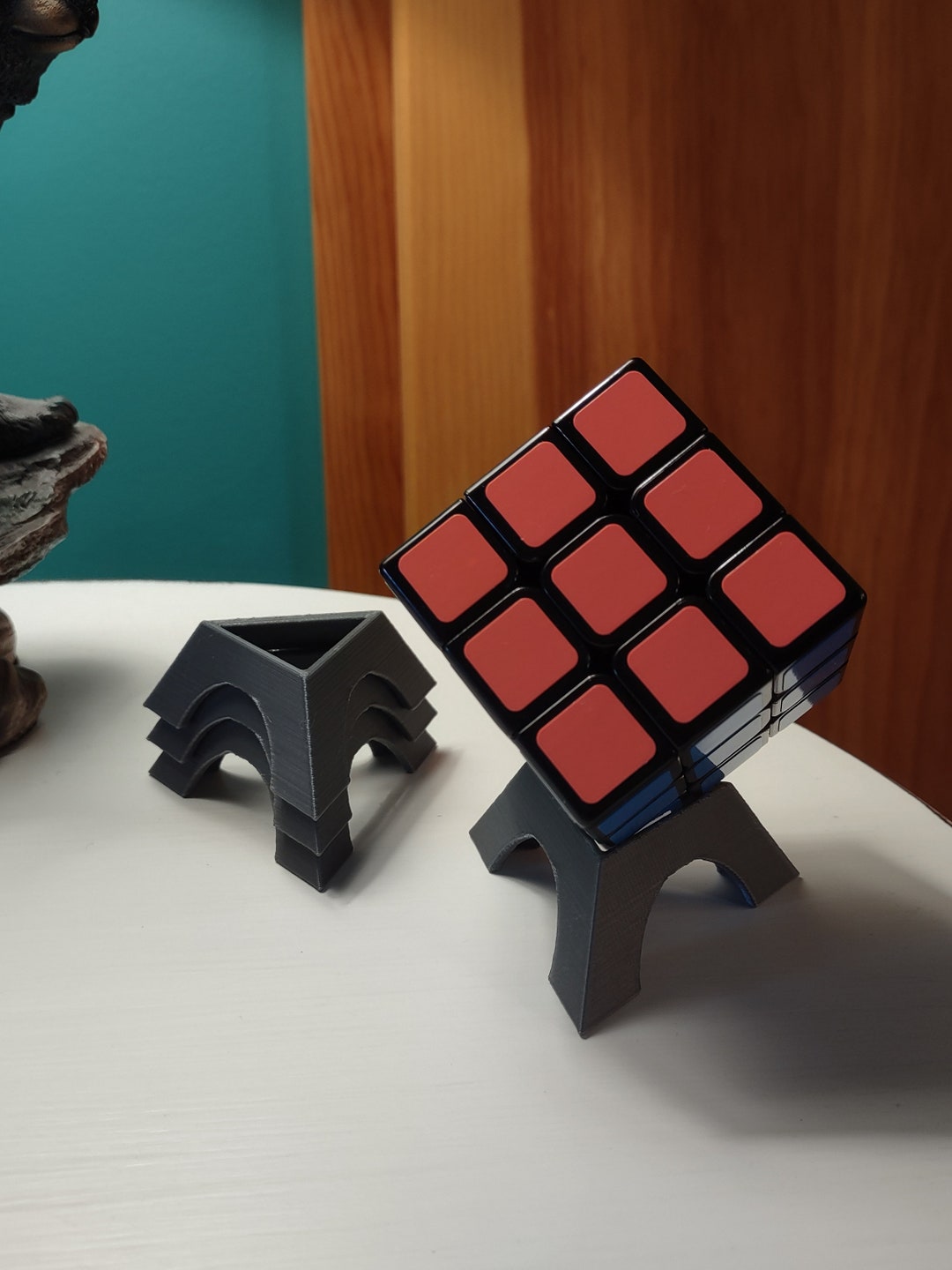 4 Stackable Puzzle Cube Stands, Plastic, Gray and Black (set of 4) - Etsy
