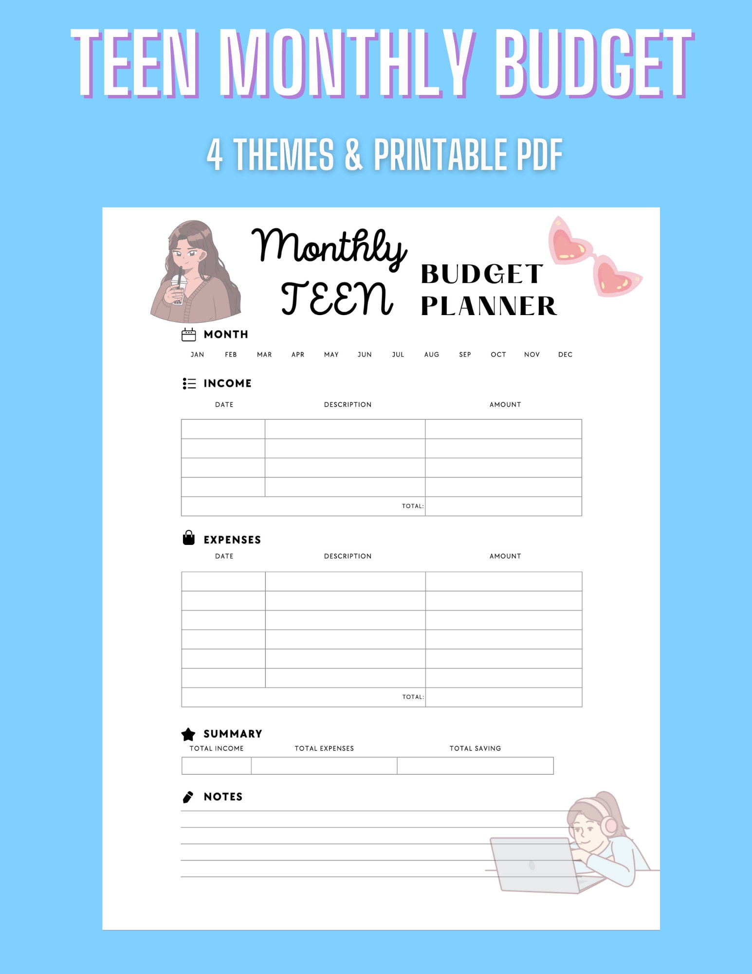 Teen Budget Planner Pdfs - Etsy