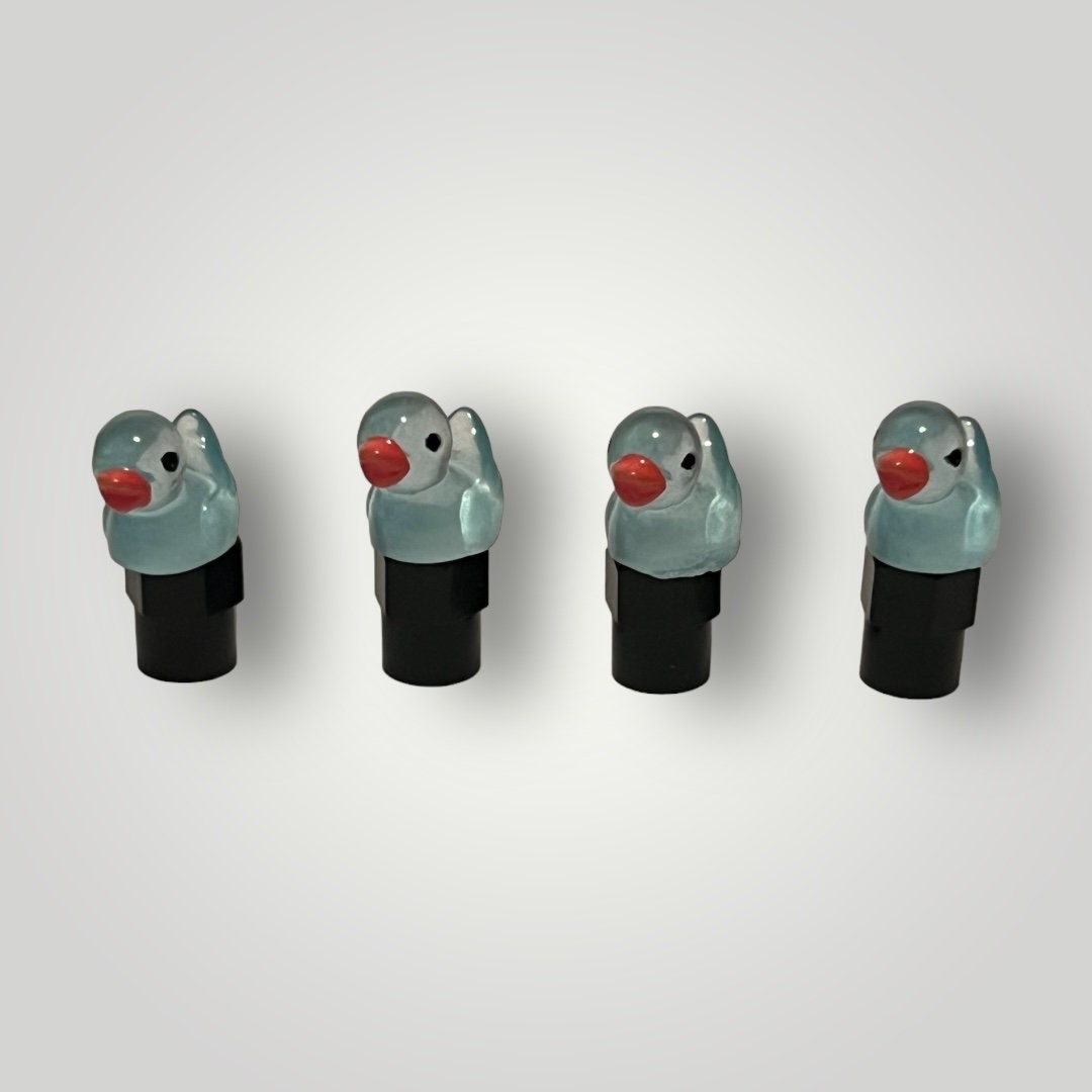 Tiny Blue Glow Rubber Duck Tire Valve Cap Black, Glow in the Dark ...