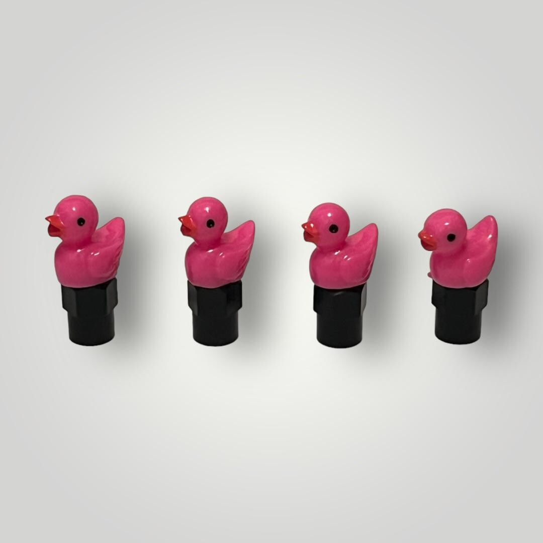Tiny Hot Pink Duck Tire Valve Cap Black, Rubber Ducks, Ducks, Rubber ...