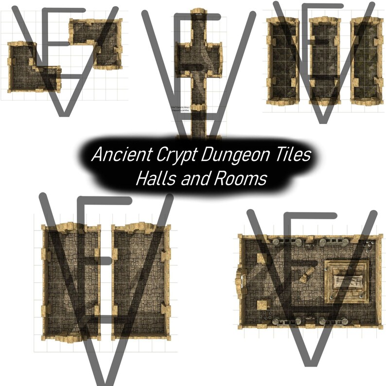 Ancient Crypt Dungeon Tiles, Basic Hallways and Rooms - Etsy