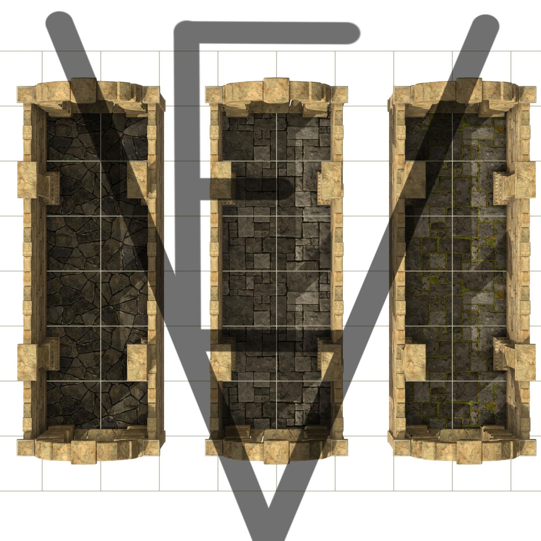 Ancient Crypt Dungeon Tiles, Basic Hallways and Rooms - Etsy