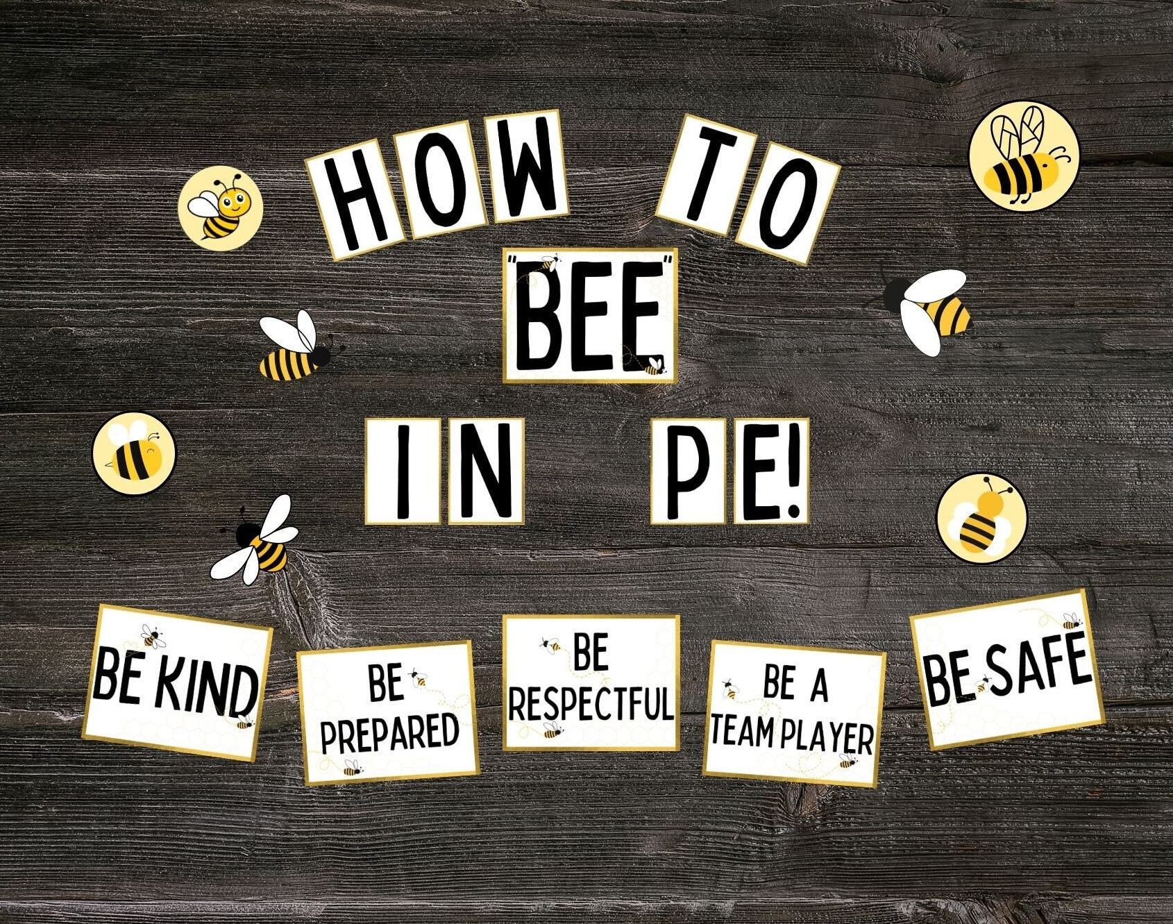 Physical Education/gym Bulletin Board Rules & Expectations "how to BEE ...