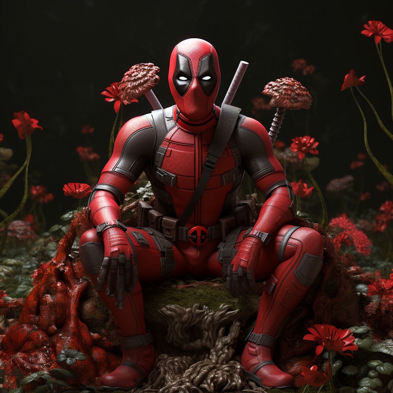Deadpool on Mushrooms, Superhero Art Work, Superhero Wall Art, Deadpool ...