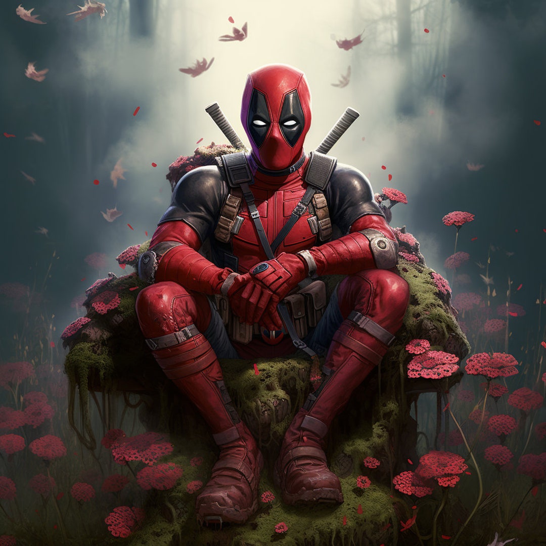 Deadpool on Mushrooms, Superhero Art Work, Superhero Wall Art, Deadpool ...