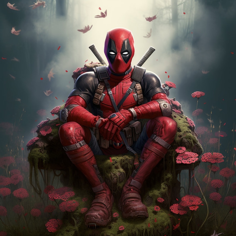 Deadpool on Mushrooms, Superhero Art Work, Superhero Wall Art, Deadpool ...