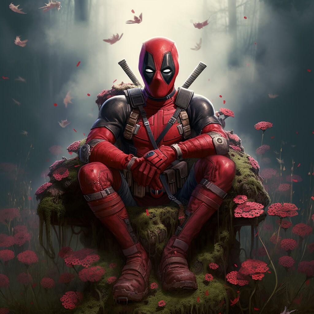 Deadpool on Mushrooms, Superhero Art Work, Superhero Wall Art, Deadpool ...