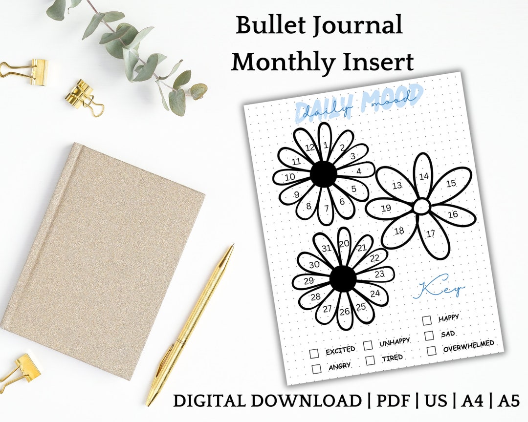 Premade Dot Grid Journal Printable Mood Tracker Dotted - Etsy