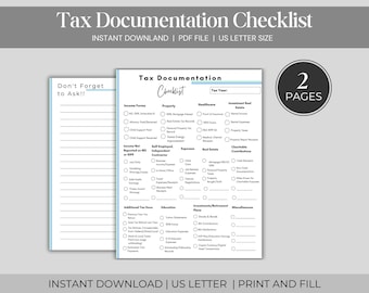 Tax Prep Checklist Tracker Printable to Stay Organized by Howtofire - Etsy