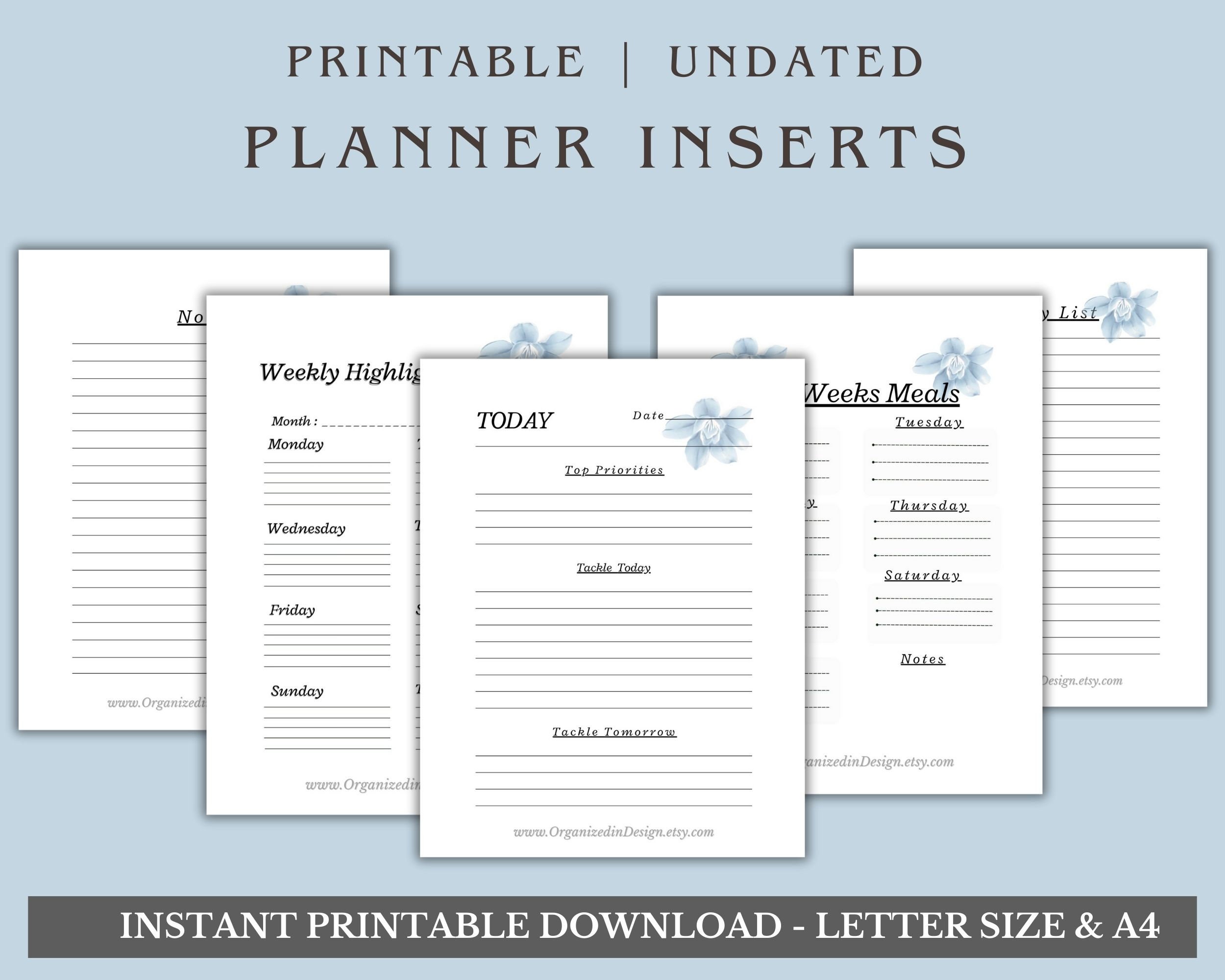 Blue Floral Printable Planner Inserts - Etsy