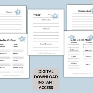 Blue Floral Printable Planner Inserts - Etsy