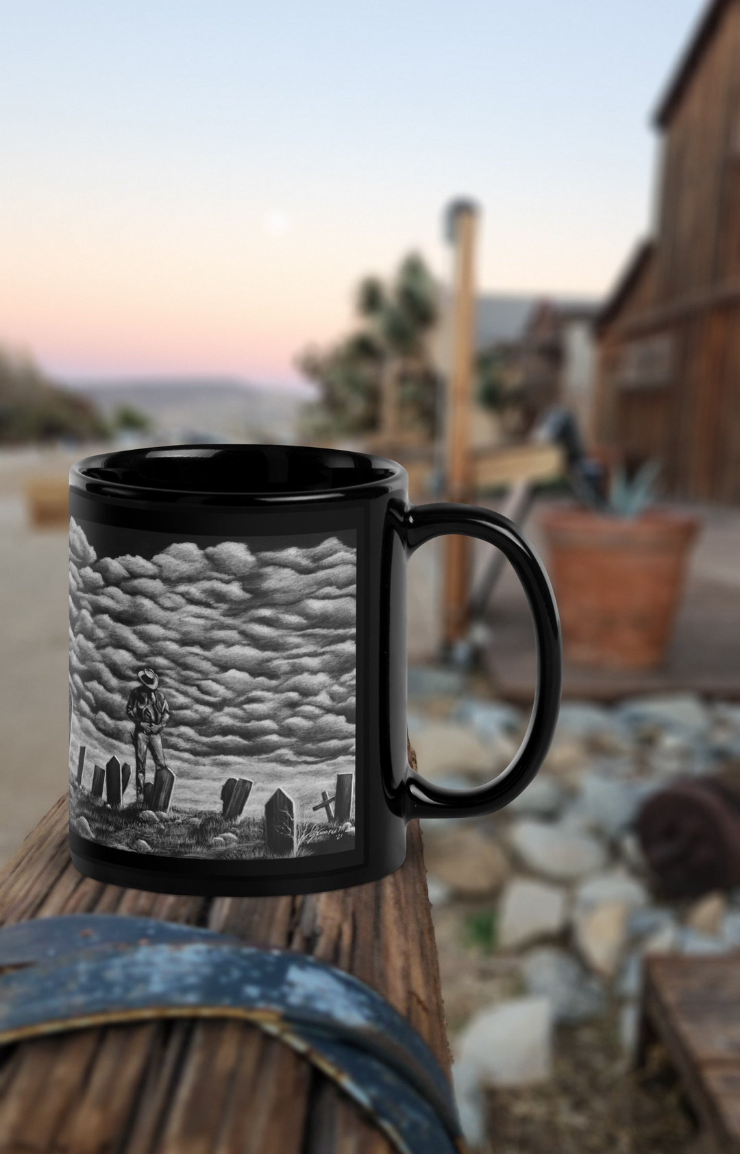 Gunsmoke Boot Hill Artwork Drawing Black Glossy Coffee Mug - Etsy