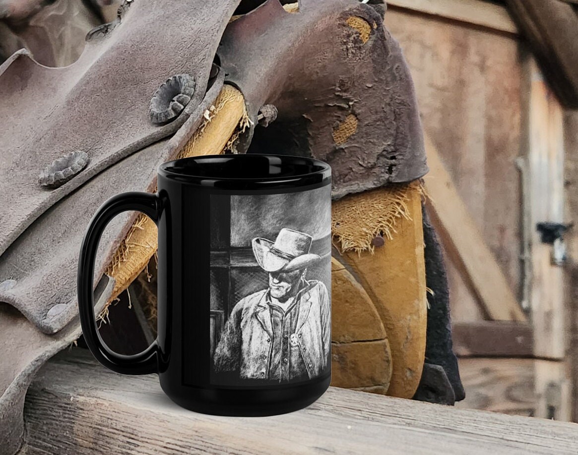 Matt Dillon Western Charcoal Black Glossy Coffee Tea Mug - Etsy