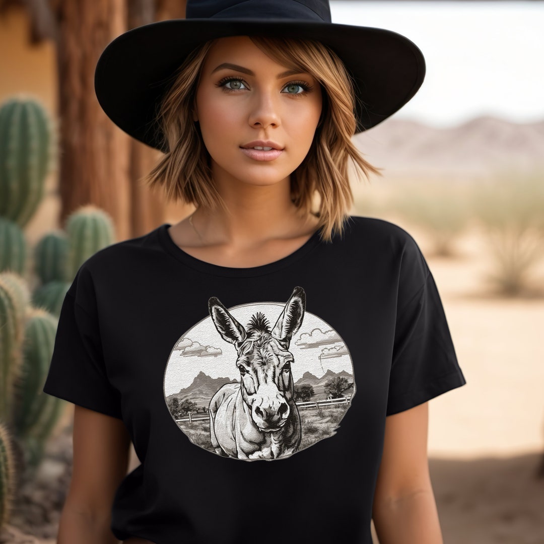 Rustic Burro Farm Field Art Image Women's Relaxed T-shirt - Etsy