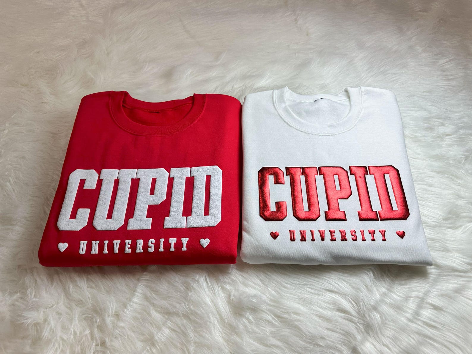 Cupid University Valentines Puff Sweatshirt, Embossed Puff Sweetshirts ...