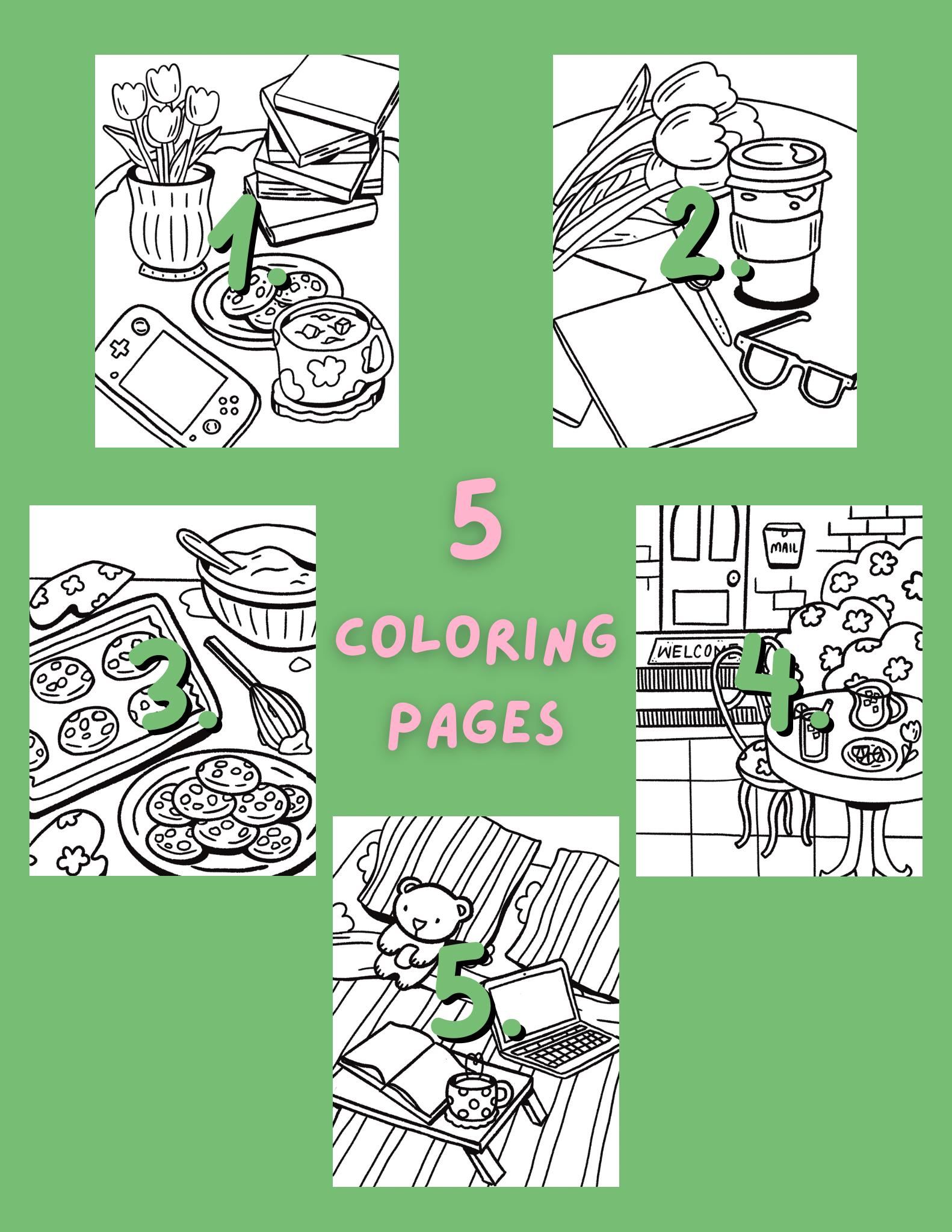 Comfy Coloring Page Set - Etsy