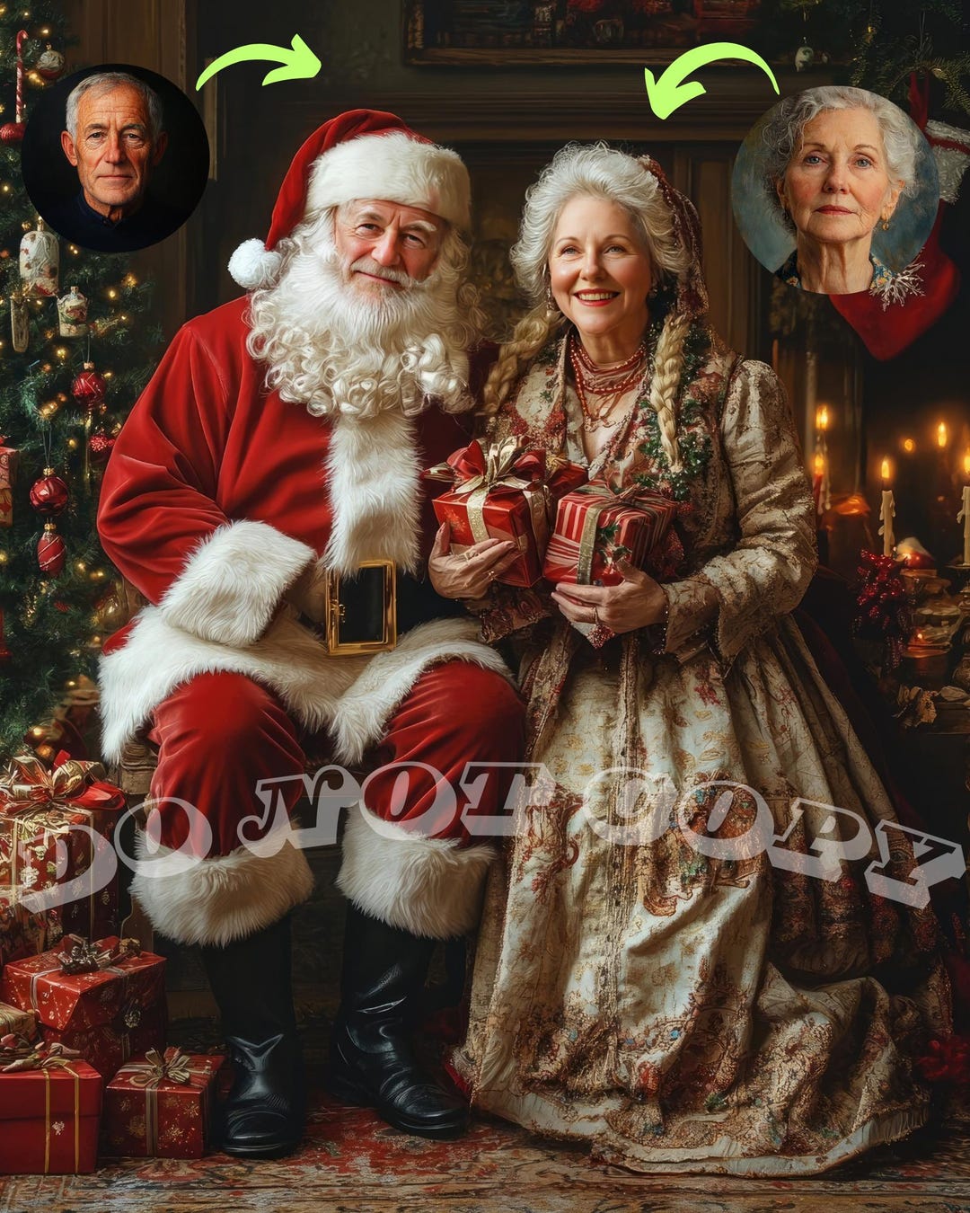 Custom Santa Claus Couple Portrait Custom Portrait From Photo Santa ...
