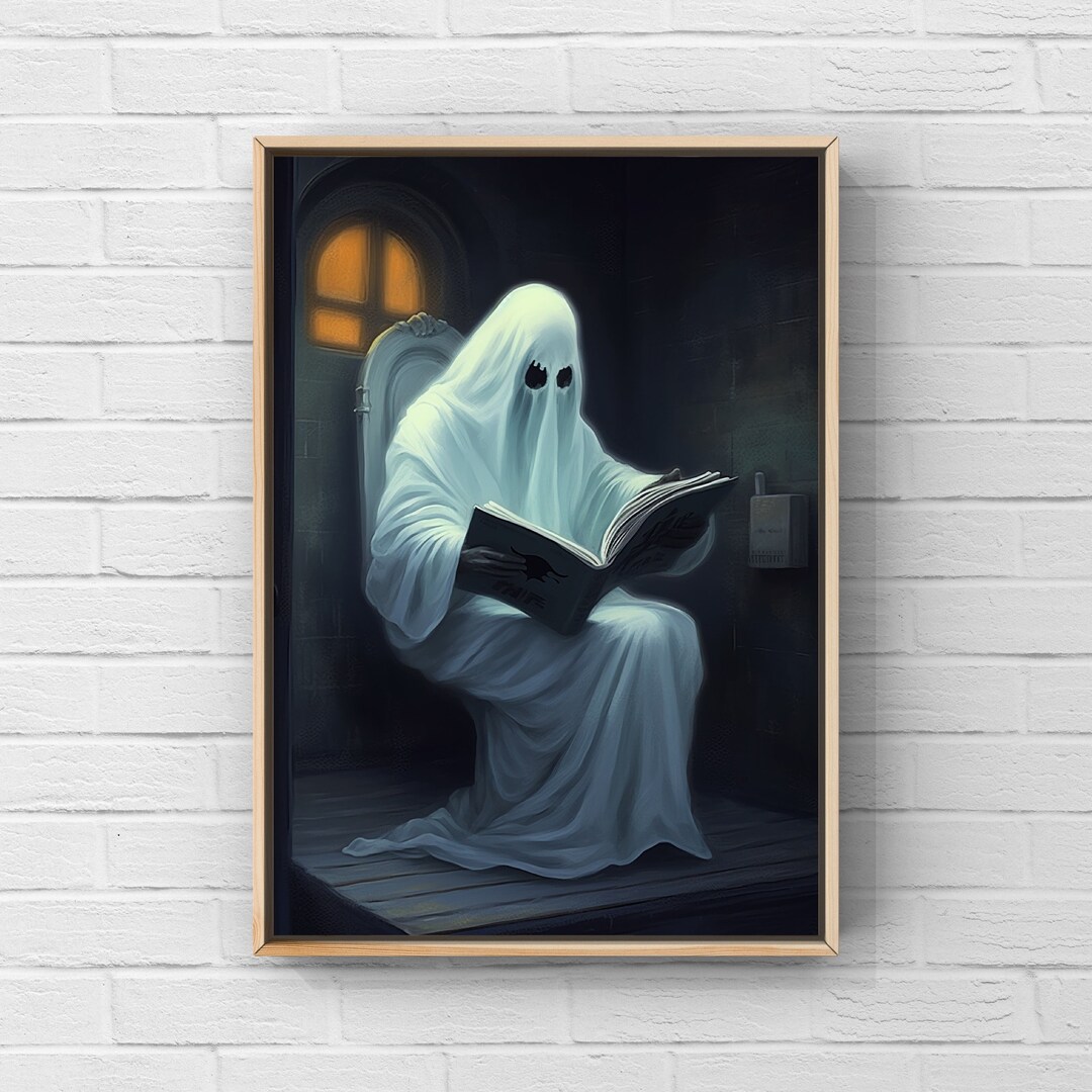 Ghost on Toilet Poster Ghost in Bathroom Print Art Poster - Etsy