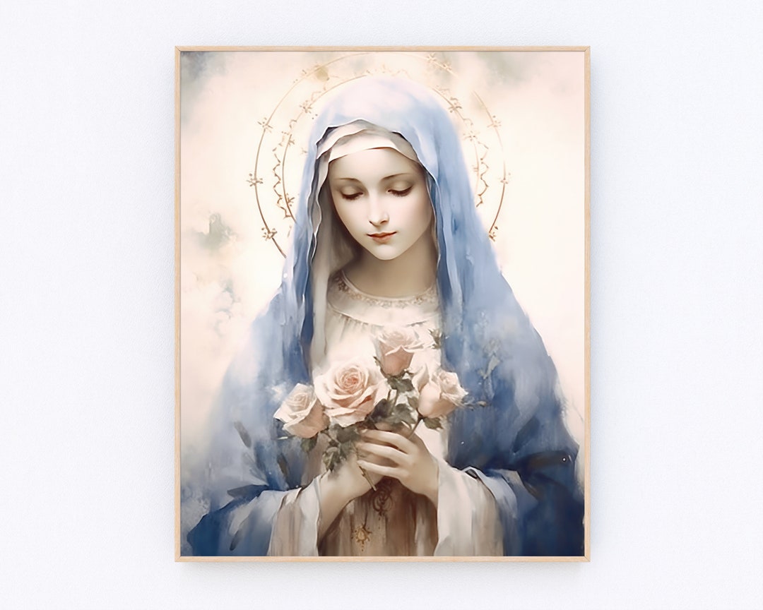 Mother of Mary Poster Blessed Virgin Mary Oil Painting Christian Prayer ...