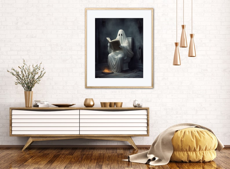 Ghost on Toilet Poster Ghost in Bathroom Print Art Poster - Etsy