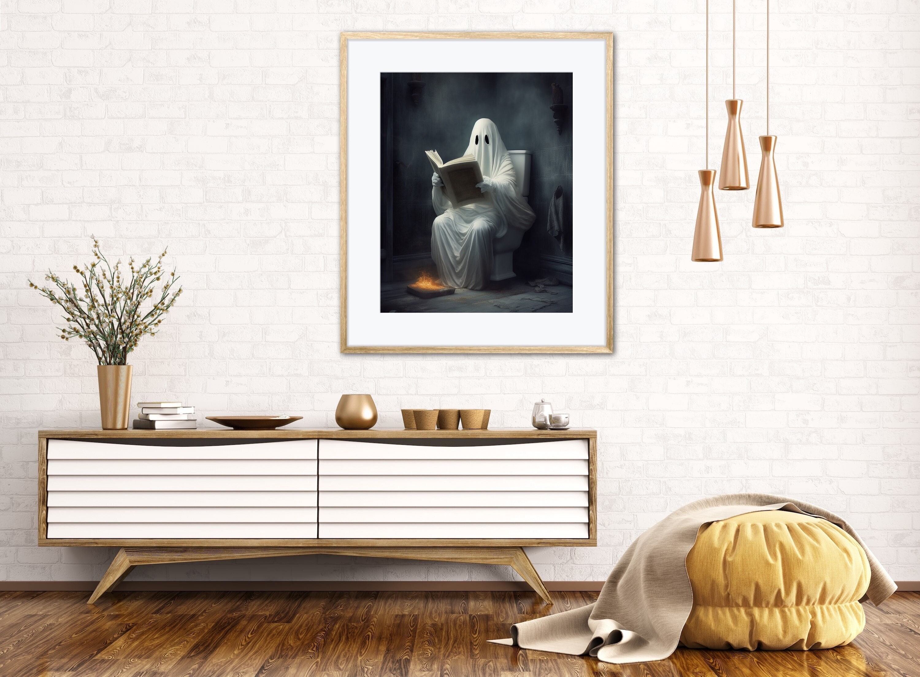 Ghost on Toilet Poster Ghost in Bathroom Print Art Poster - Etsy
