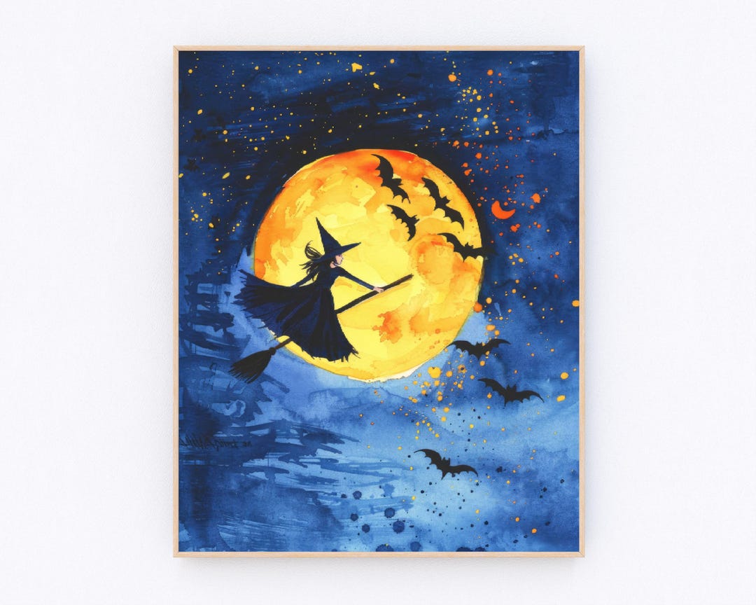 Moon Calling Magic Witchy Ritual Mythical Wall Art Mystical Witch Art ...