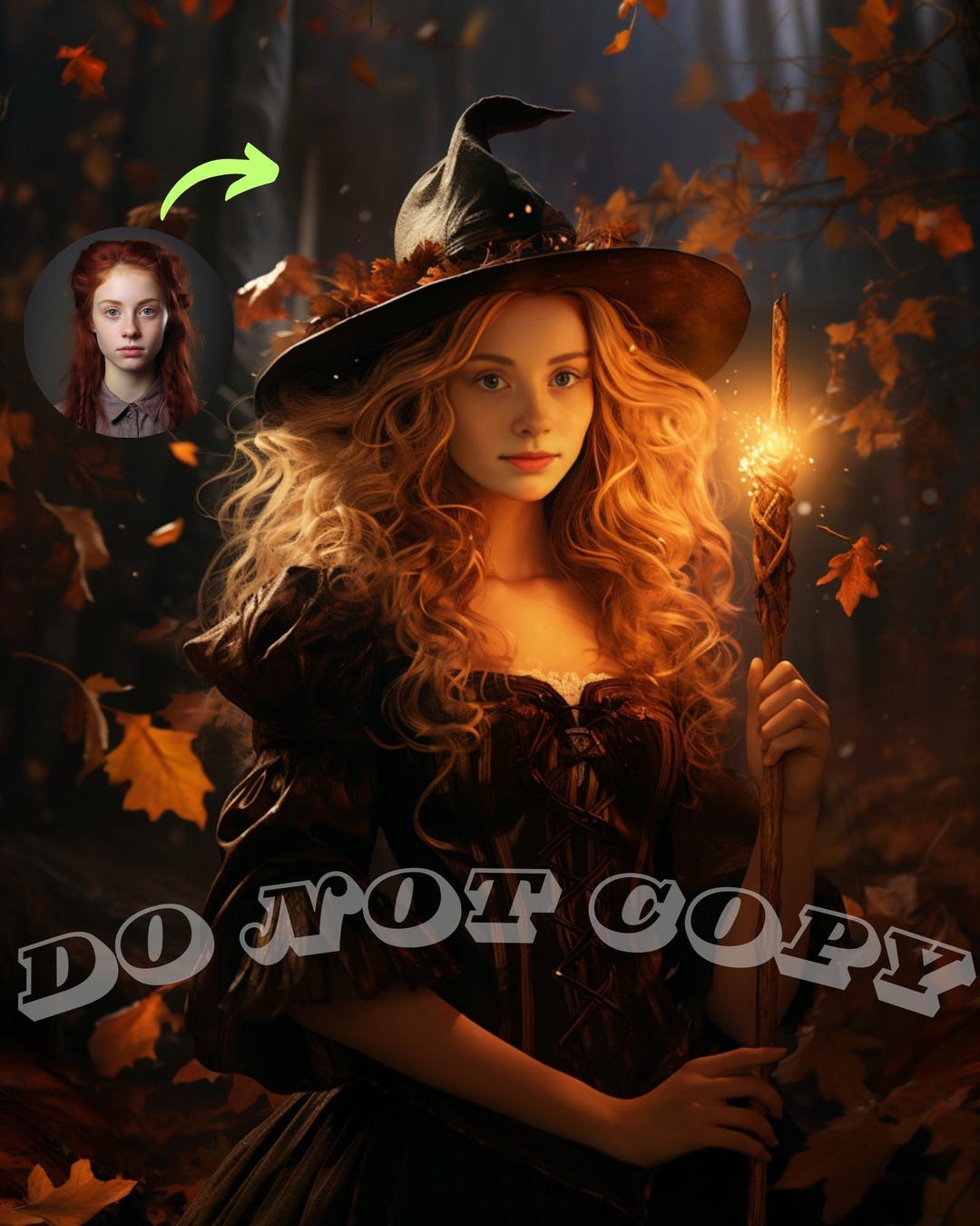 Custom Witch Portrait From Photo Personalized Moody Dark Wall Art ...