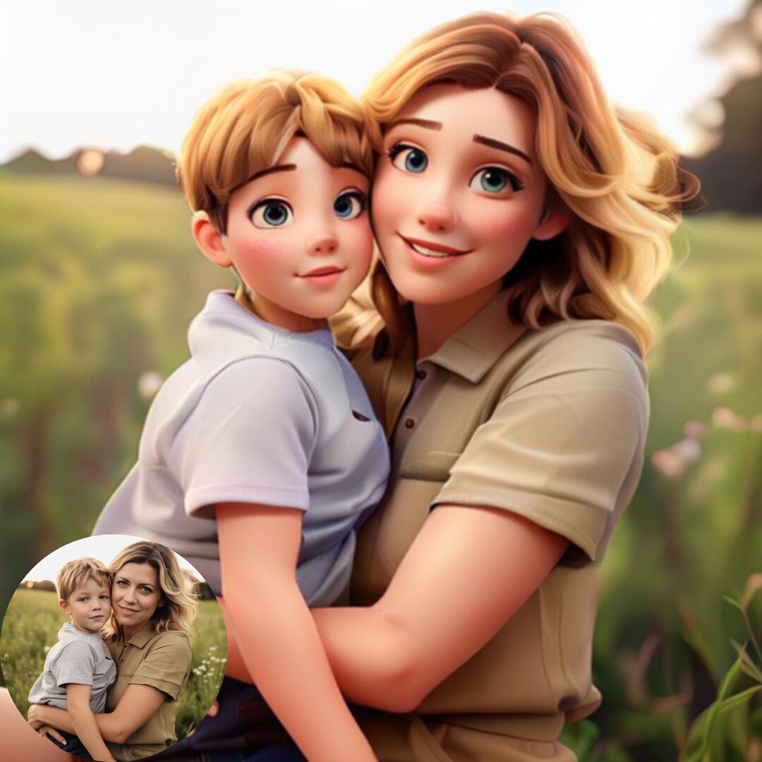 Custom Cartoon Portrait Custom Pixar Style Illustration From Photo ...