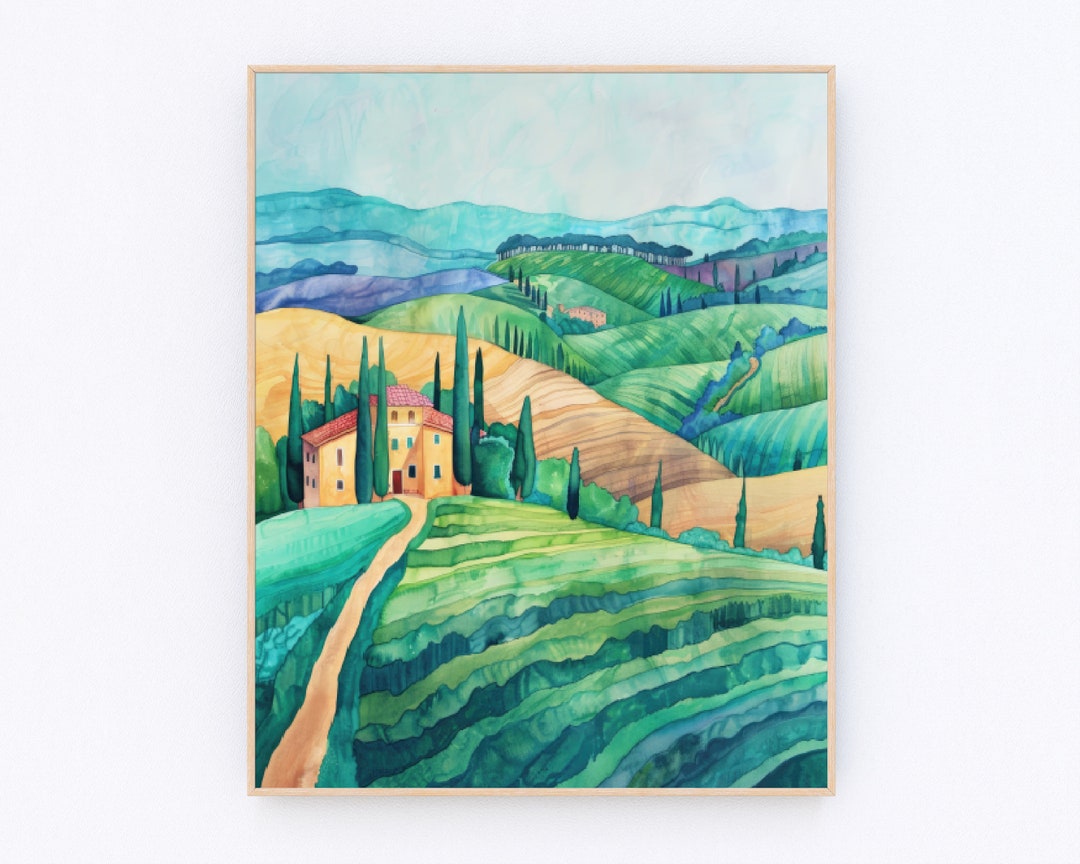 Italy Tuscany Painting Tuscany Wall Art Toscana Landscape Poster Europe ...