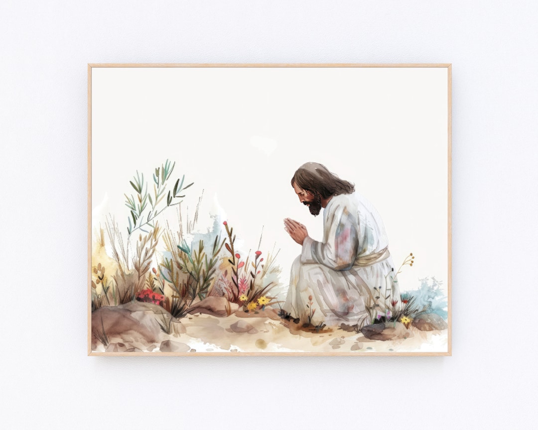 Jesus Prays in the Garden Painting Jesus Painting Jesus Disciples ...