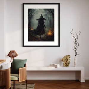 Mystical Witch Walking in the Forest Witch Art Print Vintage Witch ...