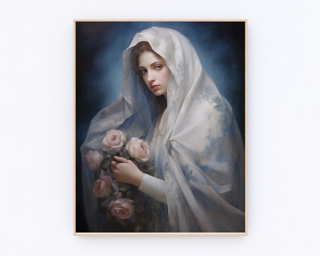 Mother of Mary Poster Blessed Virgin Mary Oil Painting Christian Prayer ...
