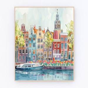 Amsterdam Painting Netherlands Print Amsterdam Windmill Wall Art ...
