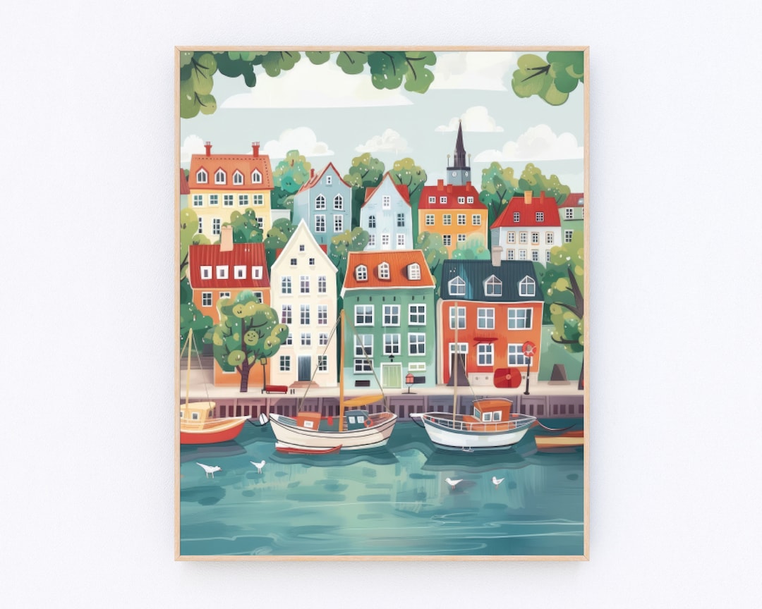 Copenhagen Painting Denmark Art Print Scandinavian Landscape Poster ...