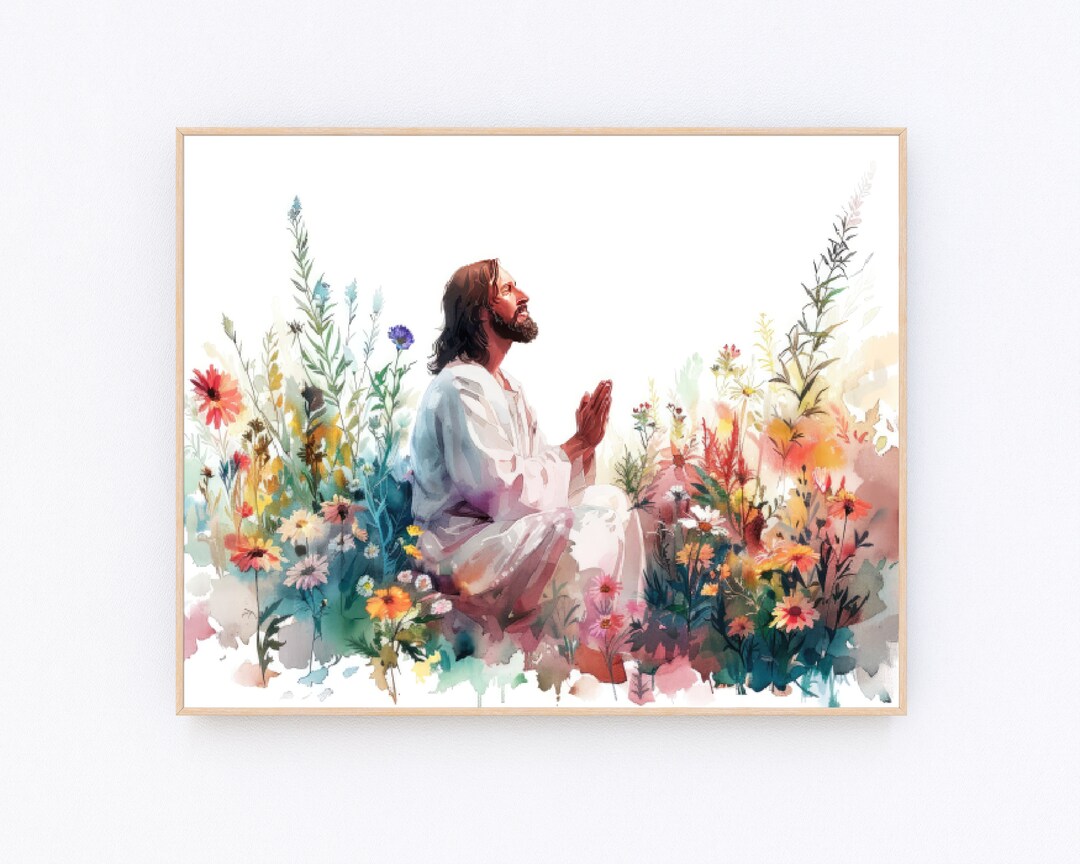 Jesus Prays in the Garden Painting Jesus Painting Jesus Disciples ...