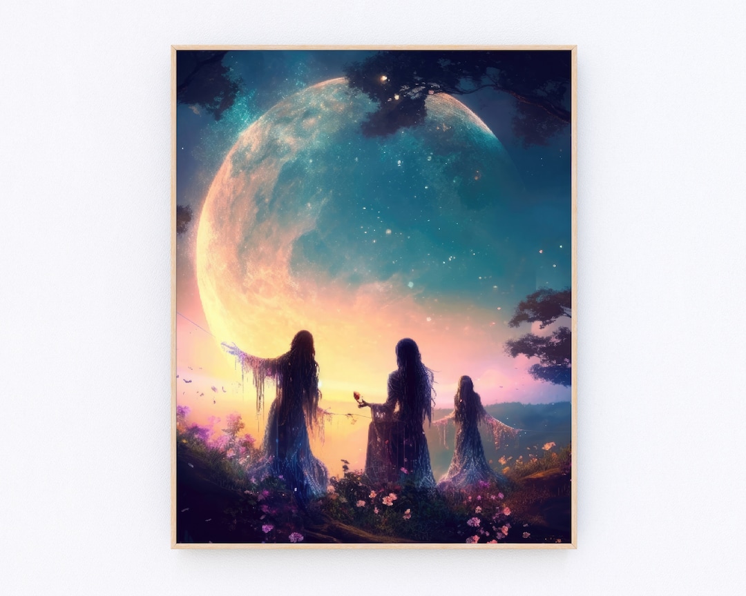 Moon Calling Magic Witchy Ritual Mythical Wall Art Witch Art Print ...