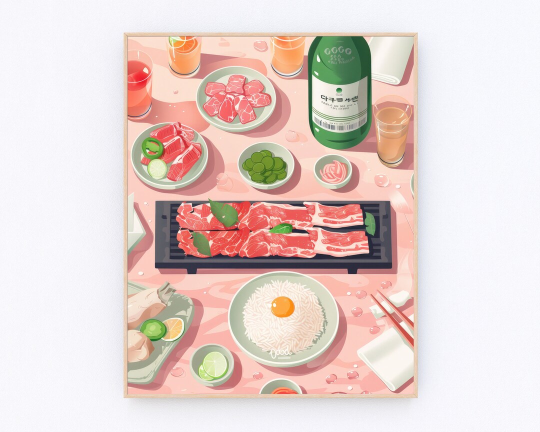 Korean BBQ Poster Korean Food Wall Art Asian Food Poster Giclée Print ...