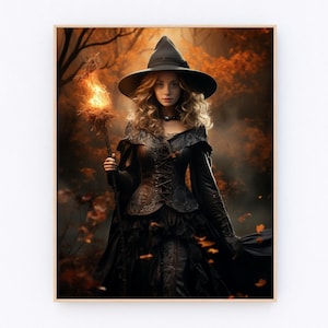 Custom Witch Portrait Art – Personalized Moody Digital Print (digital ...